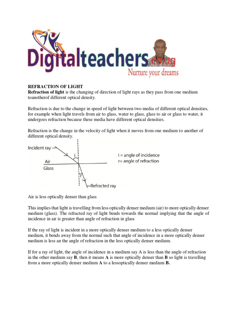 Refraction of Light in Glass Block o Level | PDF | Refraction ...