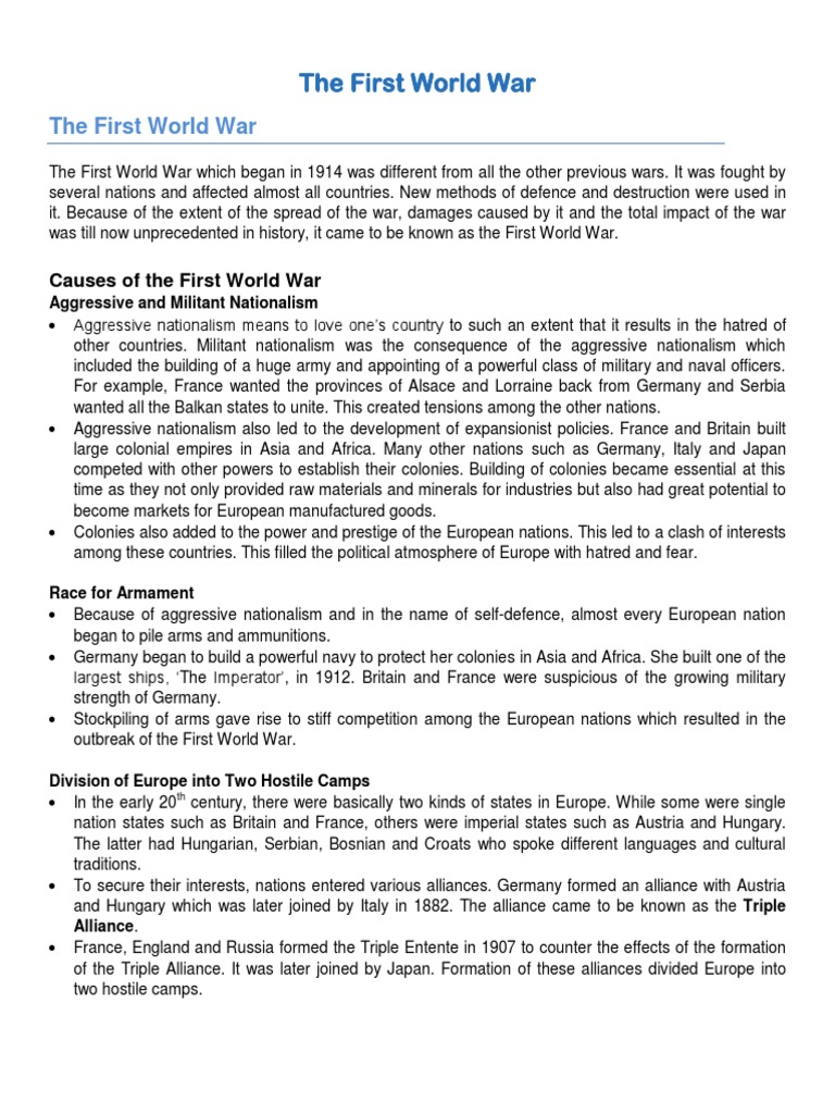 First World War | PDF | Treaty Of Versailles | Austria Hungary