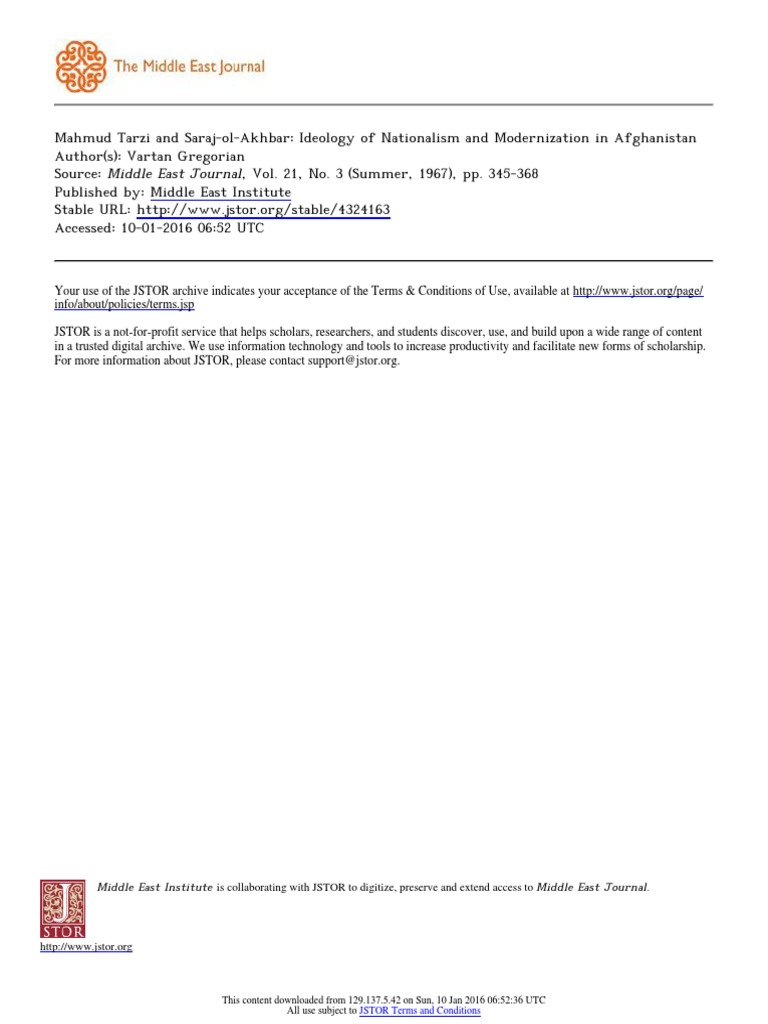 Mahmud Tarzi and Saraj Ol Akhbar | PDF | Afghanistan