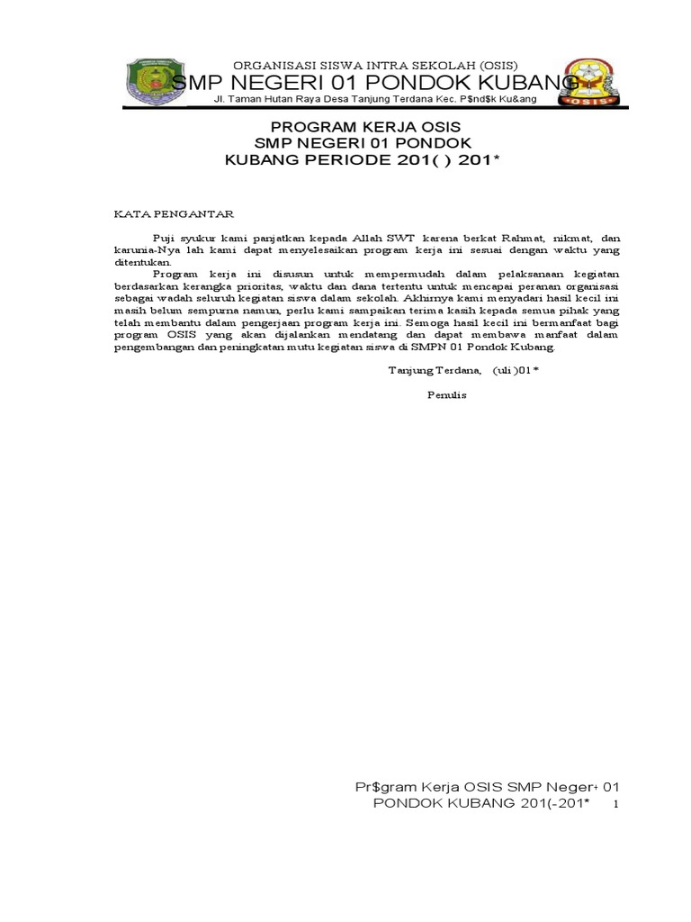 Program Kerja Osis SMP | PDF