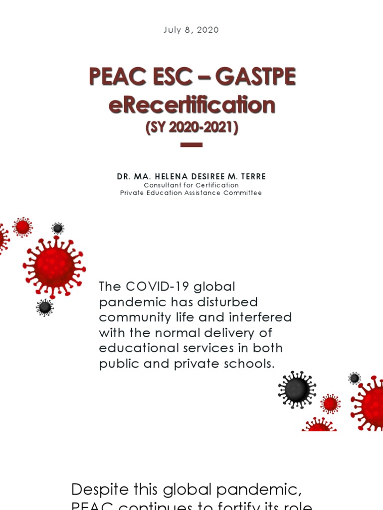PEAC ESC GASTPE ERecertification | PDF | Schools | Curriculum