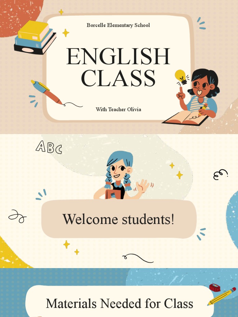 Beige Playful Illustration English Class Presentation | PDF | Concept ...