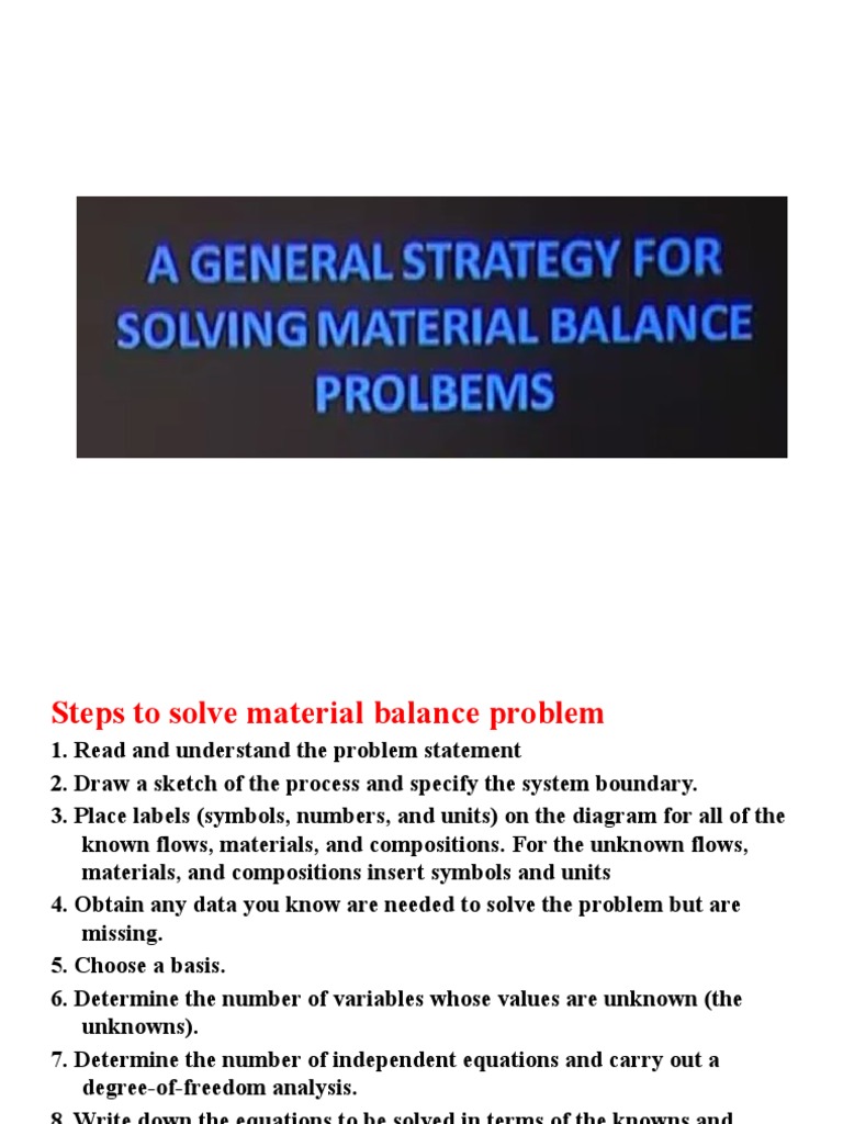 A General Strategy For Solving Material Balance Problem | PDF | Computers