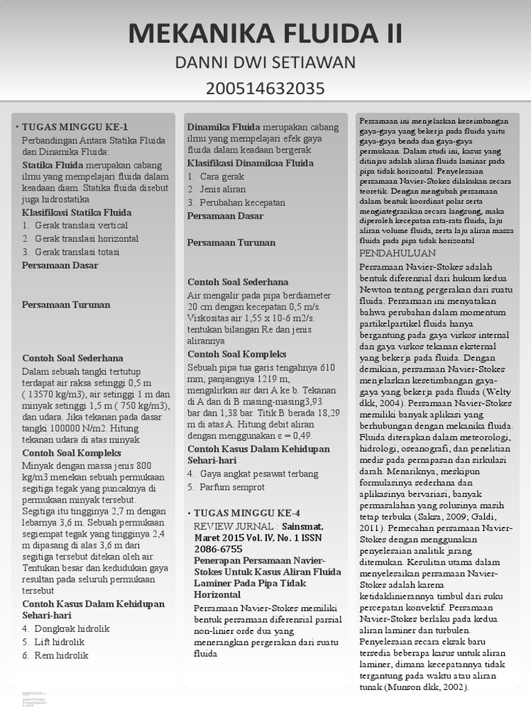 Poster Mekanika Fluida | PDF | Sains & Matematika