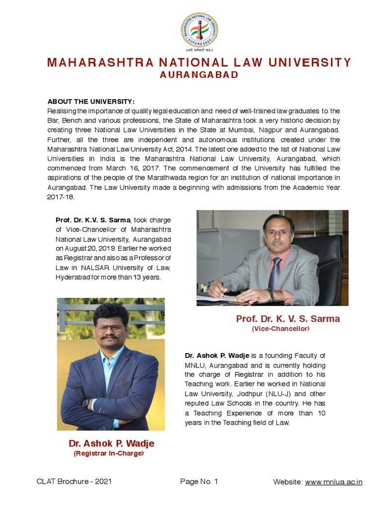 CLAT Brochure-2021-MNLU-A | PDF | Justice | Crime & Violence