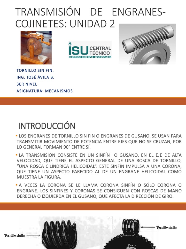 4) Tornillo Sin Fin | PDF | Engranaje | Transmisión (Mecánica)
