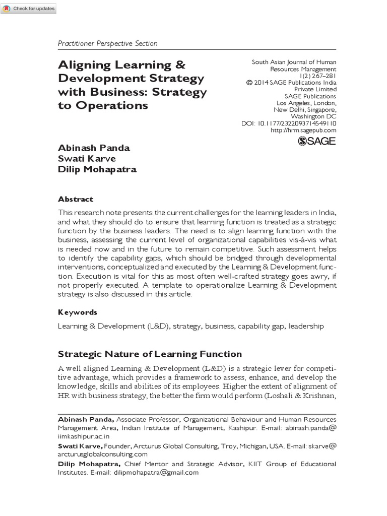Aligning Learning and Development Strategy With Business Strategy To ...