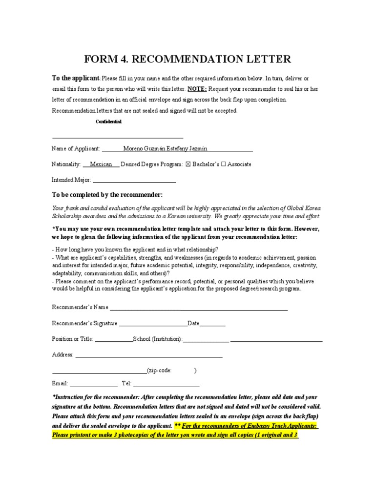 Format For Recommendation Letter Teaching Recommendation Letter