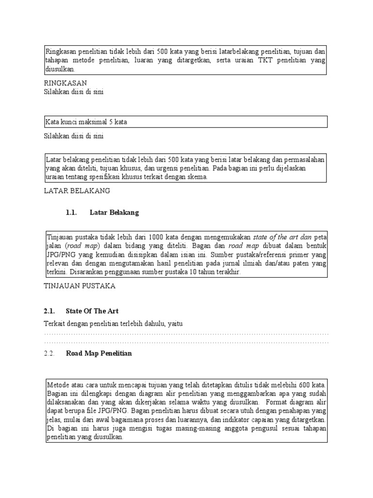 Template Draft Proposal Penelitian Hibah Dikti | PDF