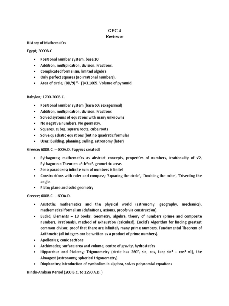 GEC 4 Prelims Reviewer | PDF | Pattern | Numbers