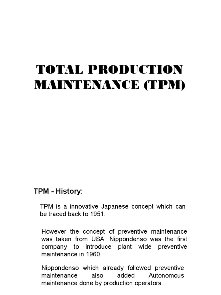 TPM - A Japanese Approach to Total Equipment Efficiency | PDF ...