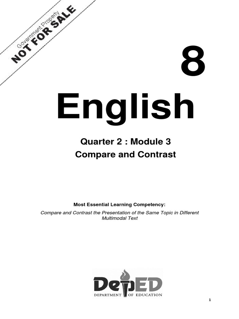 English: Quarter 2: Module 3 Compare and Contrast | PDF | Paragraph