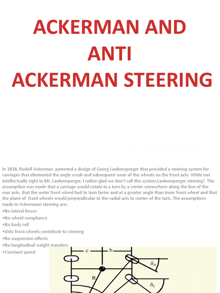 Ackerman and Anti Ackerman Steering: - Suspension | PDF