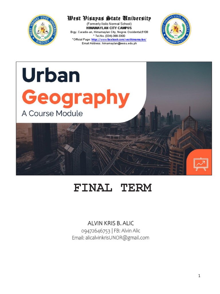SSE221-Urban Geography - Final | PDF | Sustainability | Climate Change
