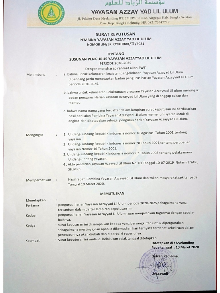 Contoh SK Pesantren | PDF