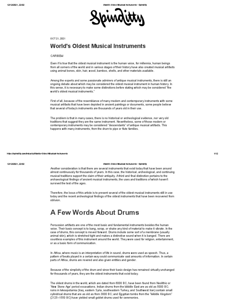 World's Oldest Musical Instruments | PDF | Flute | Musical Instruments