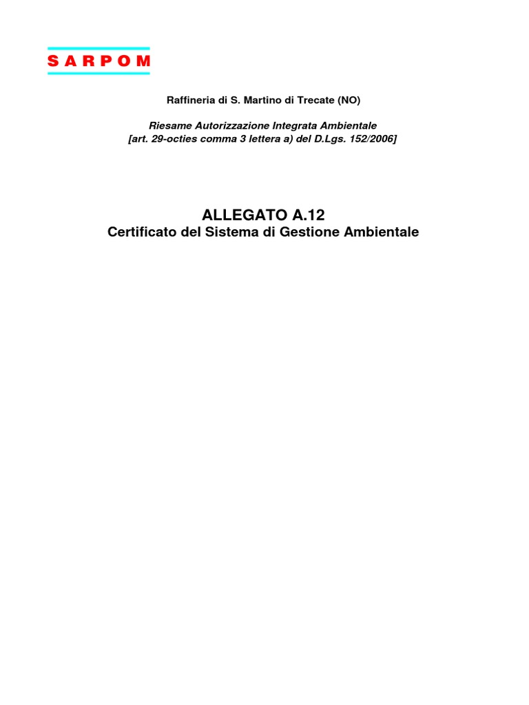 2107 - Lloyds Assessment of Sarpom Trecate Refinery | PDF | Audit | Air ...