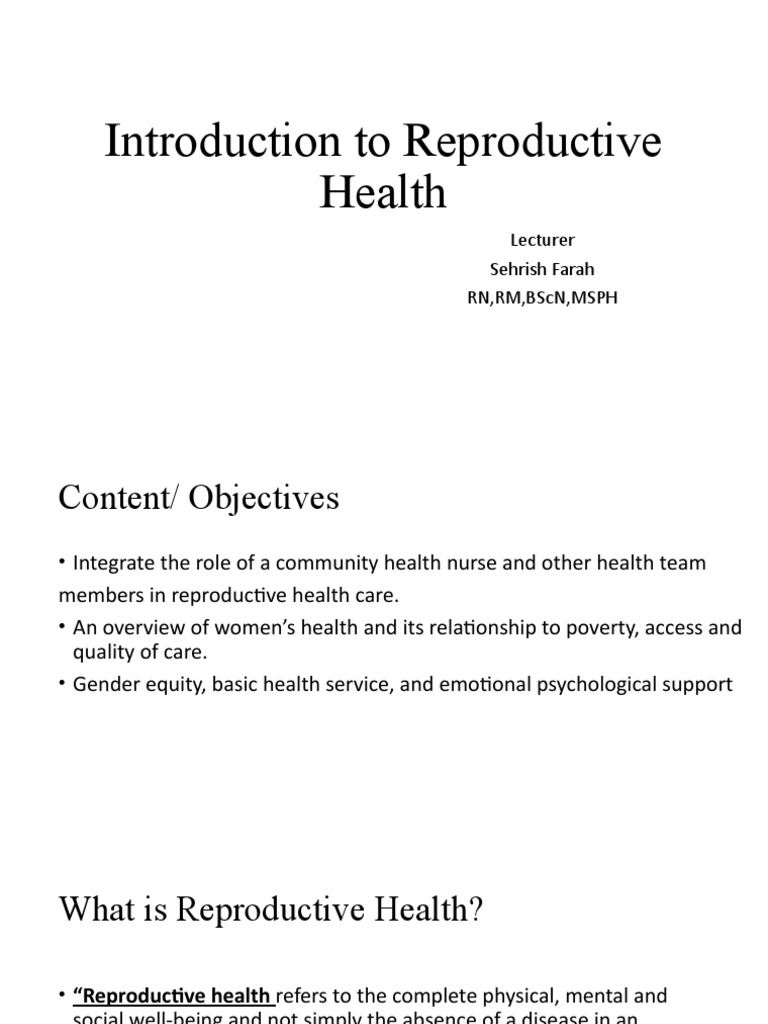Introduction To Reproductive Health | PDF | Health Care | Reproductive ...
