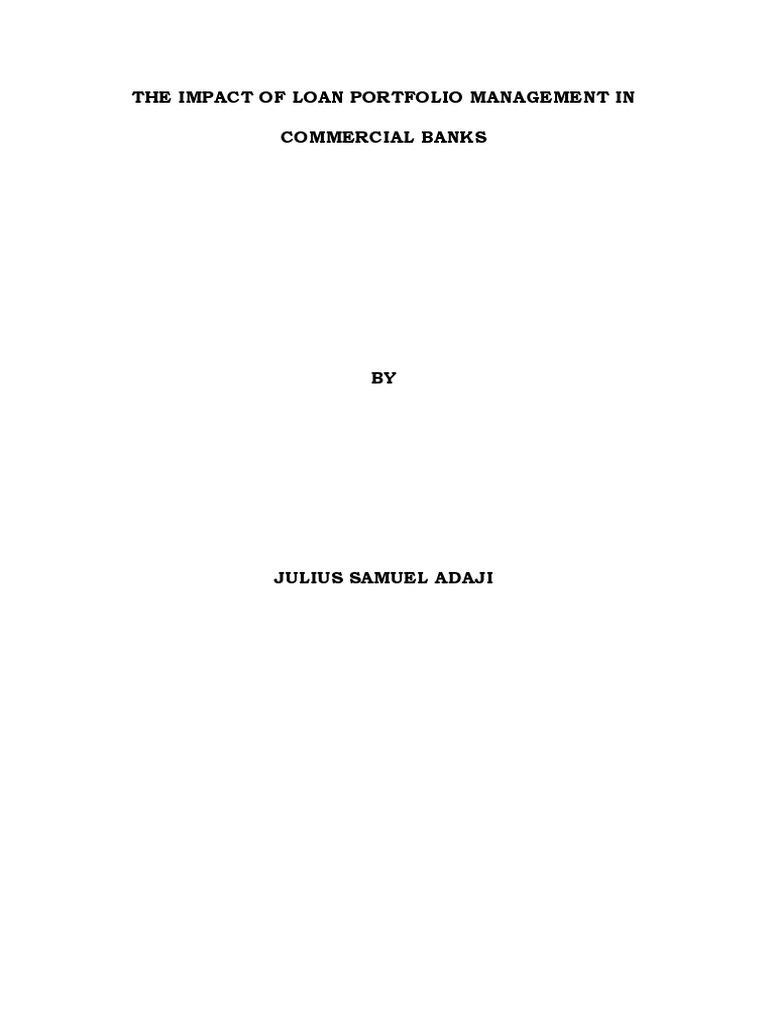 The Impact of Loan Portfolio Management | PDF | Loans | Banks