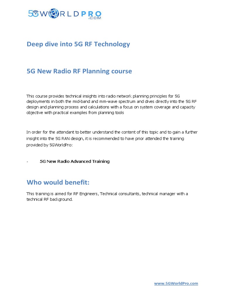 5G NR RF Planning Course | PDF