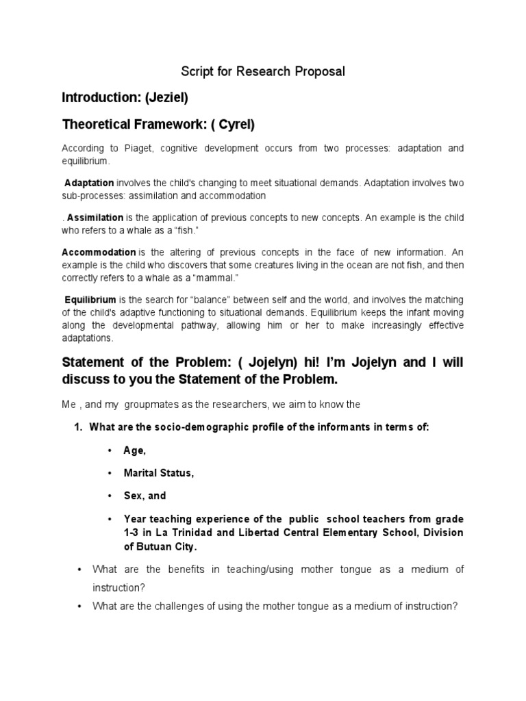 Introduction: (Jeziel) Theoretical Framework: (Cyrel) : Script For ...