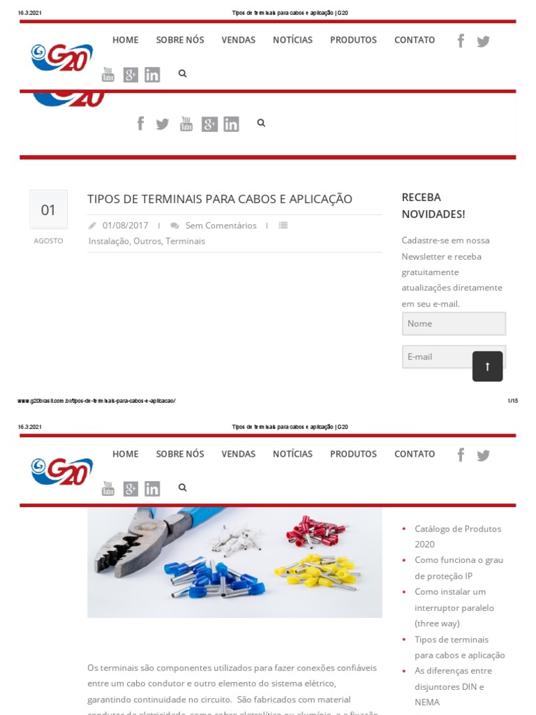 Tipos de Terminais para Cabos | PDF | Eletricidade | Eletricista