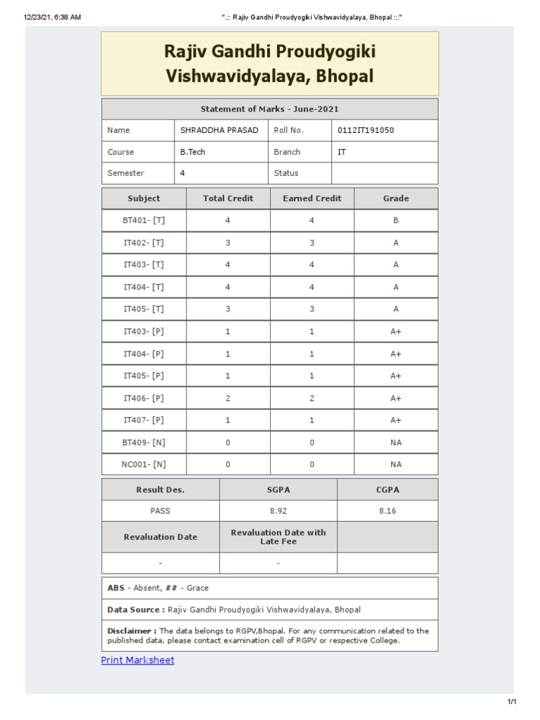 Rajiv Gandhi Proudyogiki Vishwavidyalaya, Bhopal | PDF | Academia