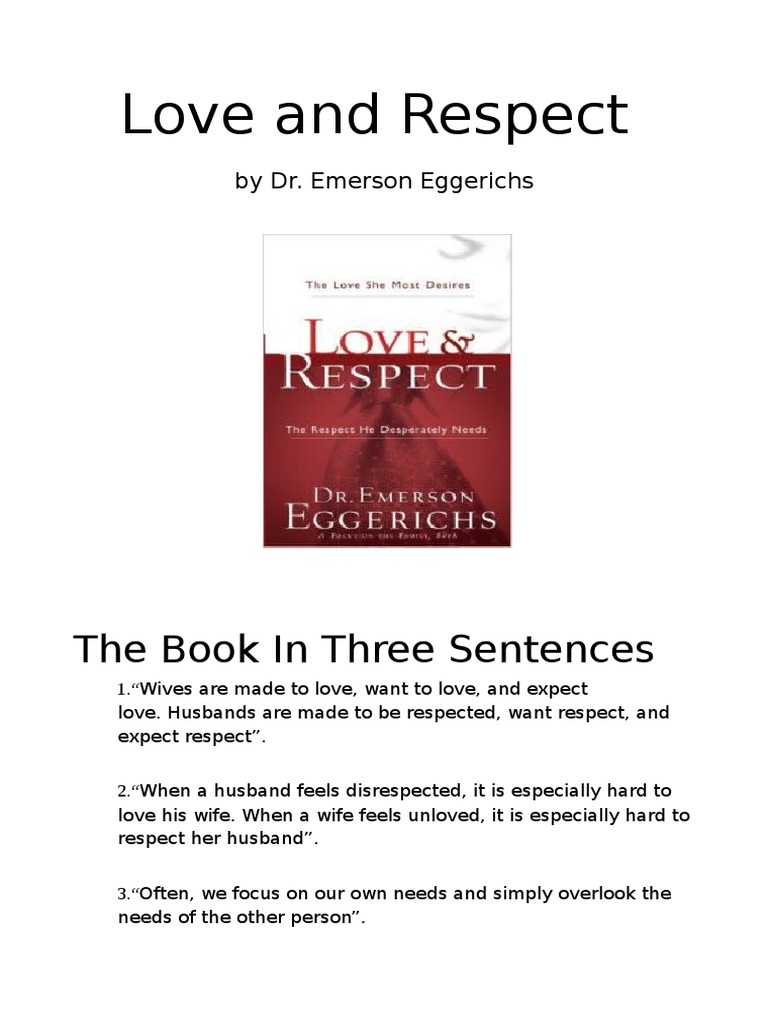 Love and Respect: The Book in Three Sentences | PDF | Love | Wife