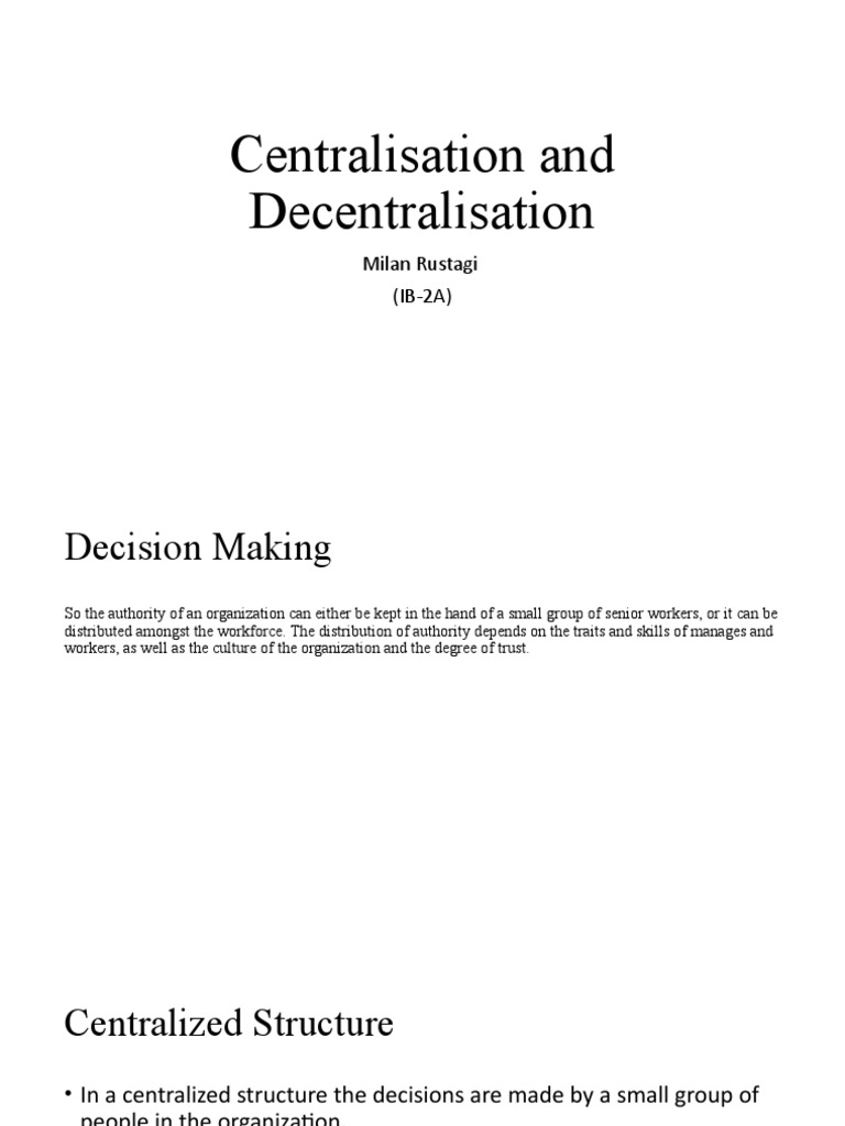 Centralisation and Decentralisation | PDF | Decentralization | Cognition