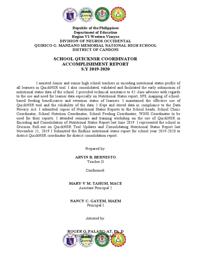 Coordinator Accomplishment Report | PDF | Information Technology ...