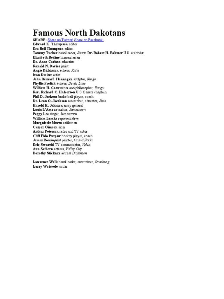 Notable People from North Dakota | PDF