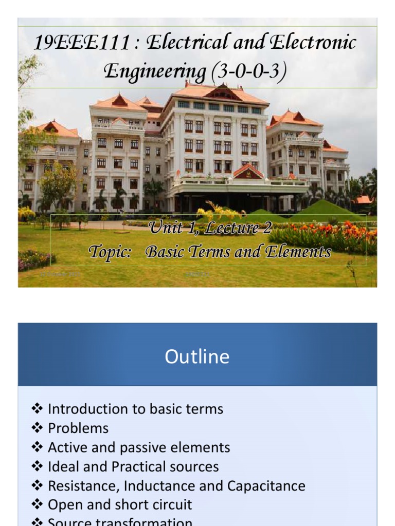 Lect 2 19EEE111 Basic Electrical Terms PartA | PDF | Electricity ...
