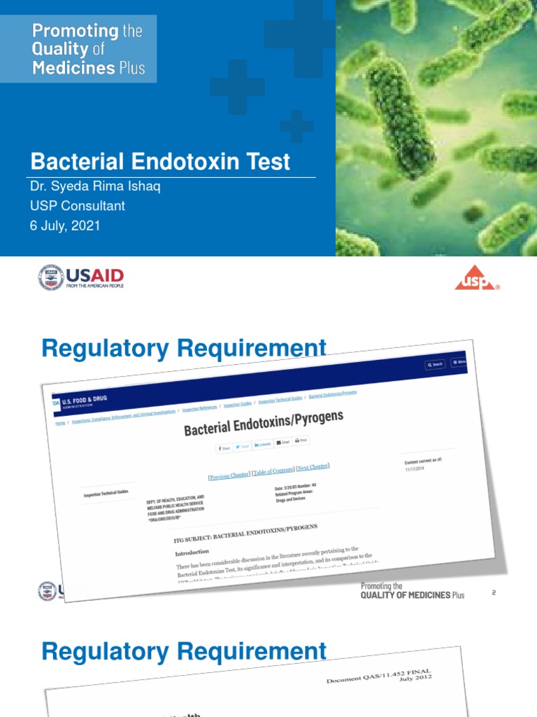 Bacterial Endotoxin Test. 6-7-2021pptx | PDF | Ph | Lipopolysaccharide
