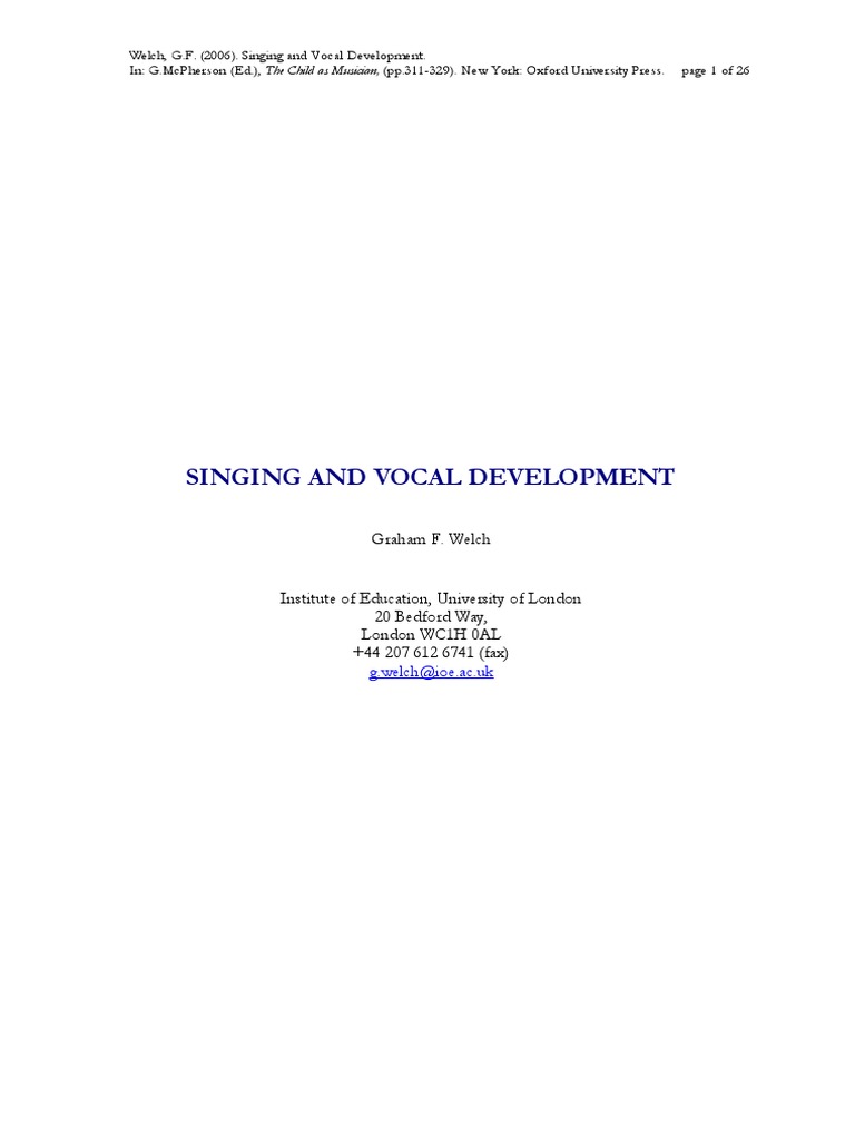 Singing and Vocal Development | PDF | Singing | Human Voice