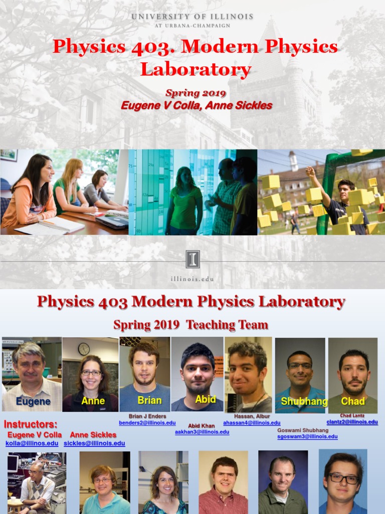 Physics 403. Modern Physics Laboratory: Eugene V Colla, Anne Sickles | PDF | Condensed Matter ...