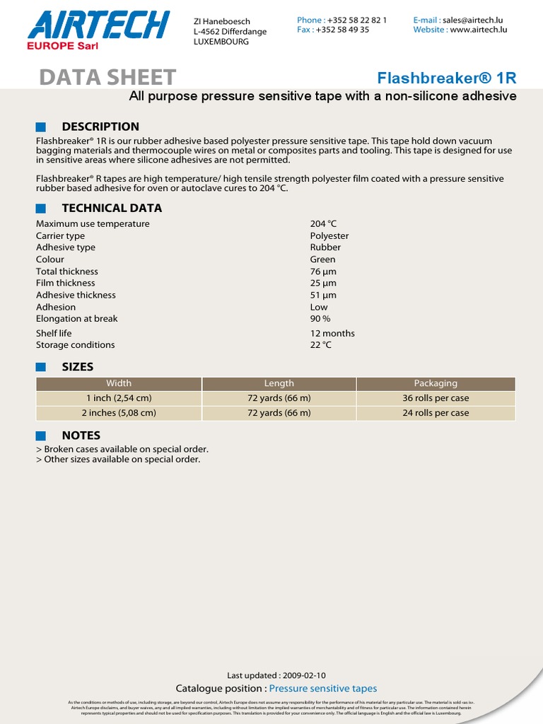 Data Sheet: Flashbreaker® 1R | PDF | Adhesive | Composite Material