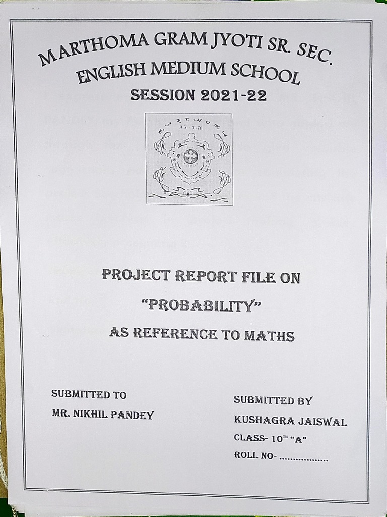 Class-10 Maths Project Model File (Probability) | PDF