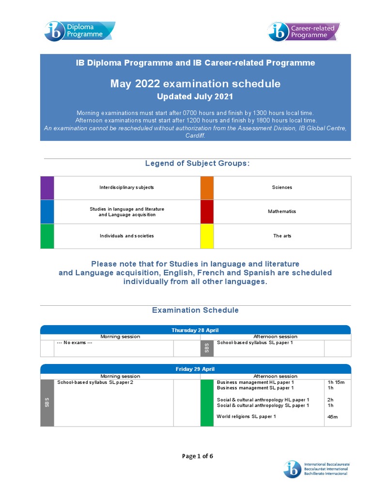 Time Table Final IB | PDF | Science