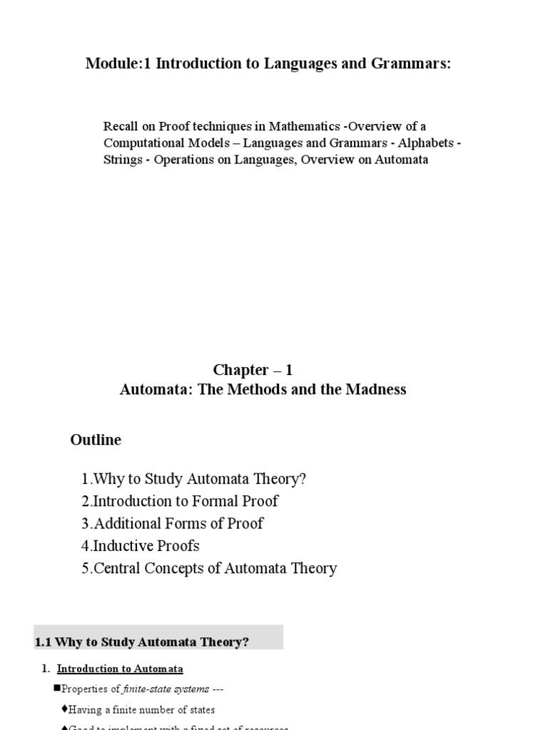 Introduction to Automata Theory Concepts | PDF | Mathematical Proof ...