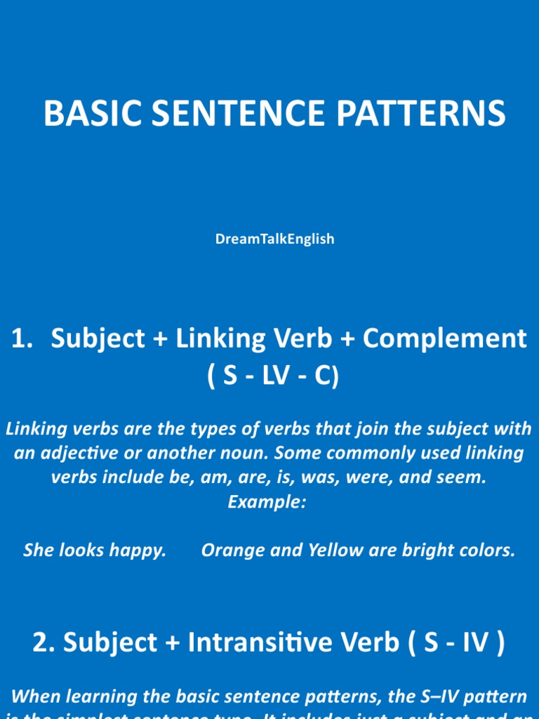 Basic Sentence Patterns | PDF