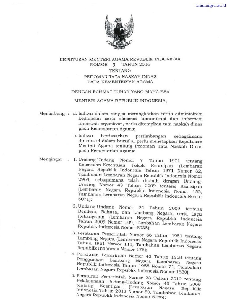 Tata Persuratan Kemenag) | PDF