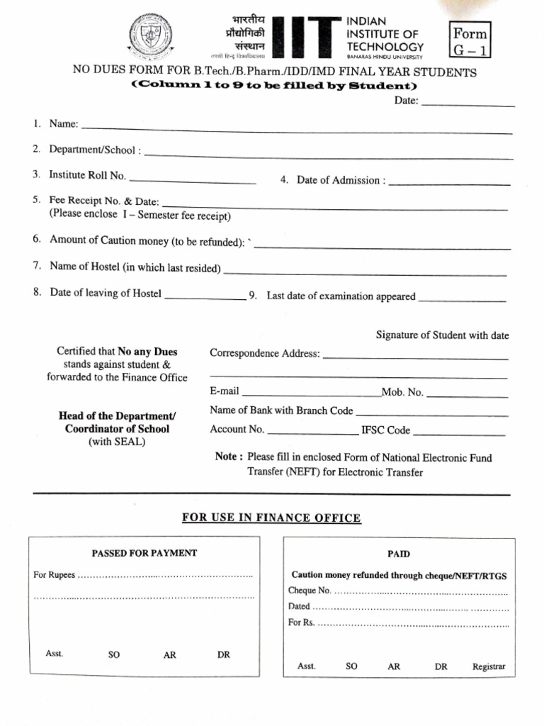 Form For No Dues | PDF | Banking | Financial Services