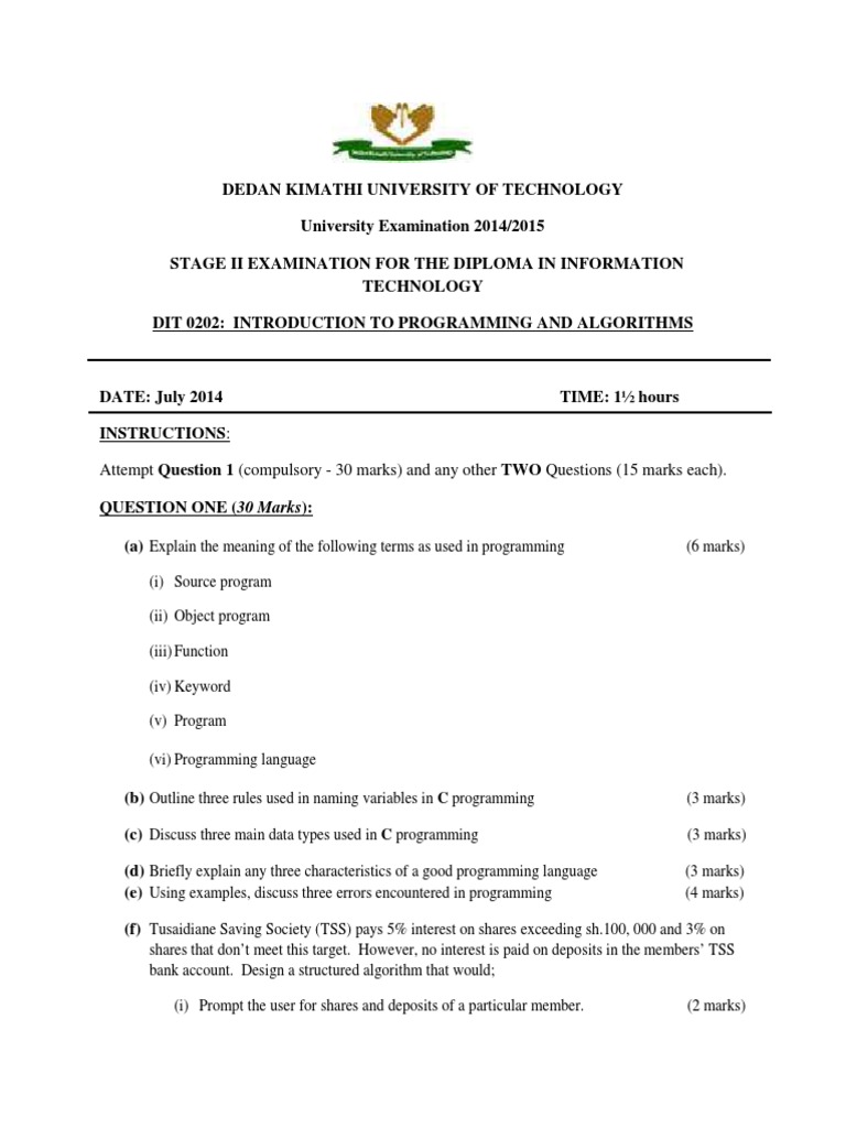 Attempt Question 1 (Compulsory - 30 Marks) and Any Other TWO Questions (15 Marks Each) | PDF ...