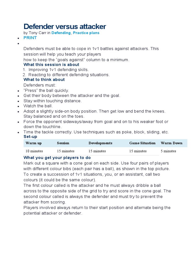 Defender Versus Attacker | PDF | Defender (Association Football ...