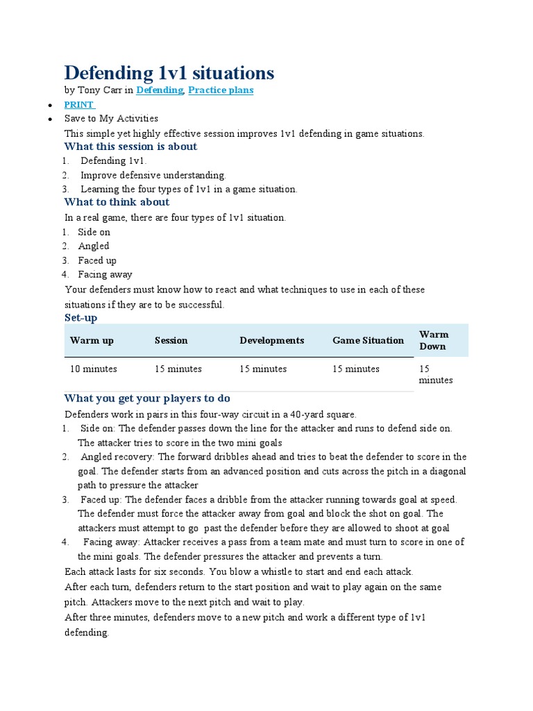 Defending 1v1 Situations | PDF | Association Football | Football Codes
