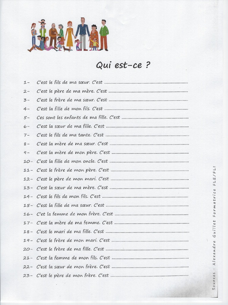 Devinette Famille A1 A2 | PDF