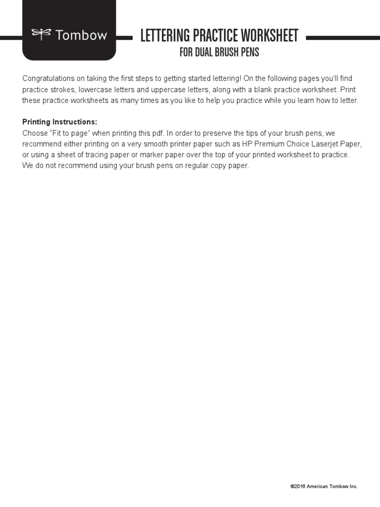 Lettering Practice Worksheet: For Dual Brush Pens | PDF | Text | Publishing