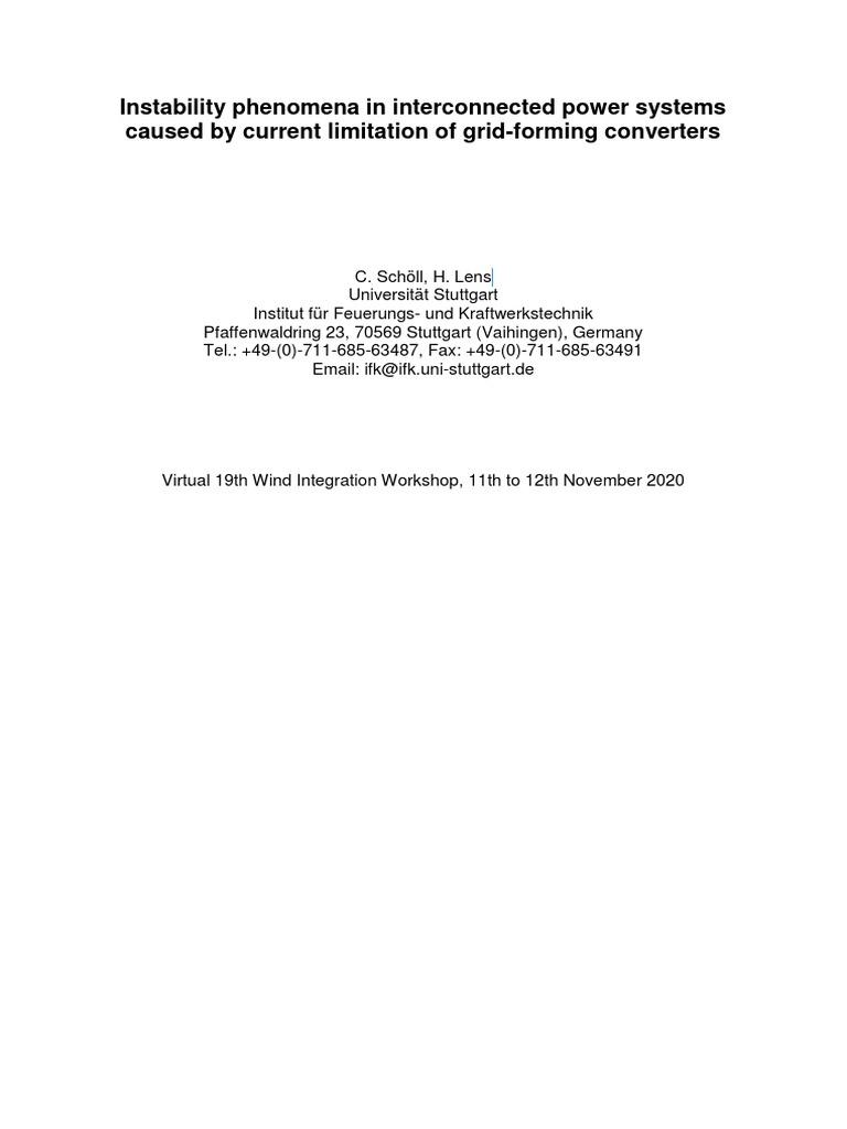Current Limitation in Grid-Forming VSC | PDF | Electrical Grid | High ...