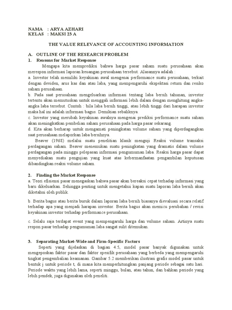 RMK The Value Relevance of Accounting Information | PDF | Karier ...