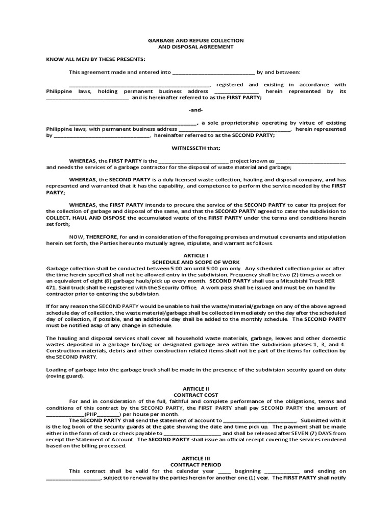 Waste Collection Contract | PDF | Private Law | Common Law